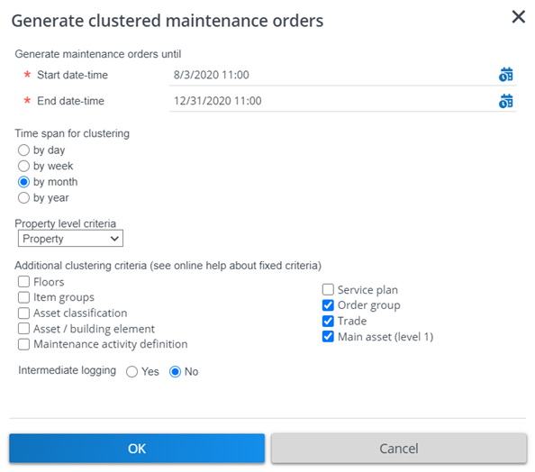 Generating clustered maintenance orders